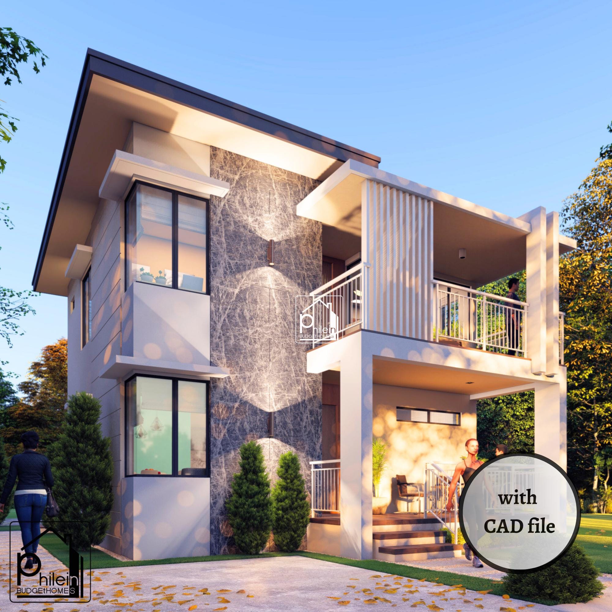 Multi-family House Plan: 2-story Duplex With CAD File (90 Sq Meters ...