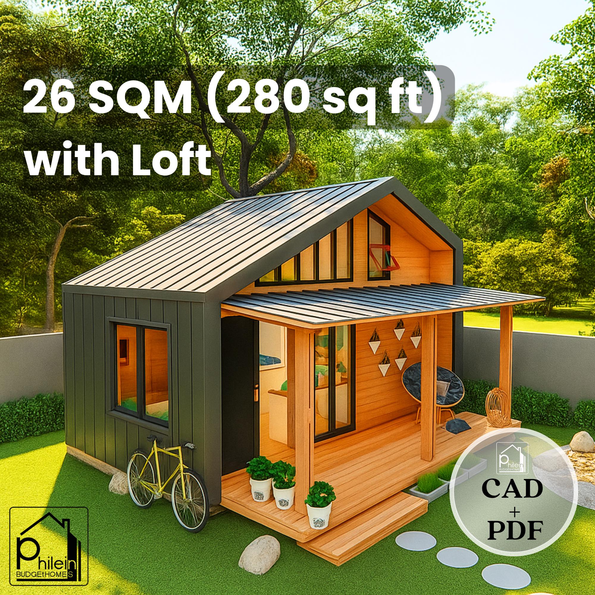 10' X 20' Primrose Modern Cabin Plan With CAD File - 280 Sq Ft Loft ...