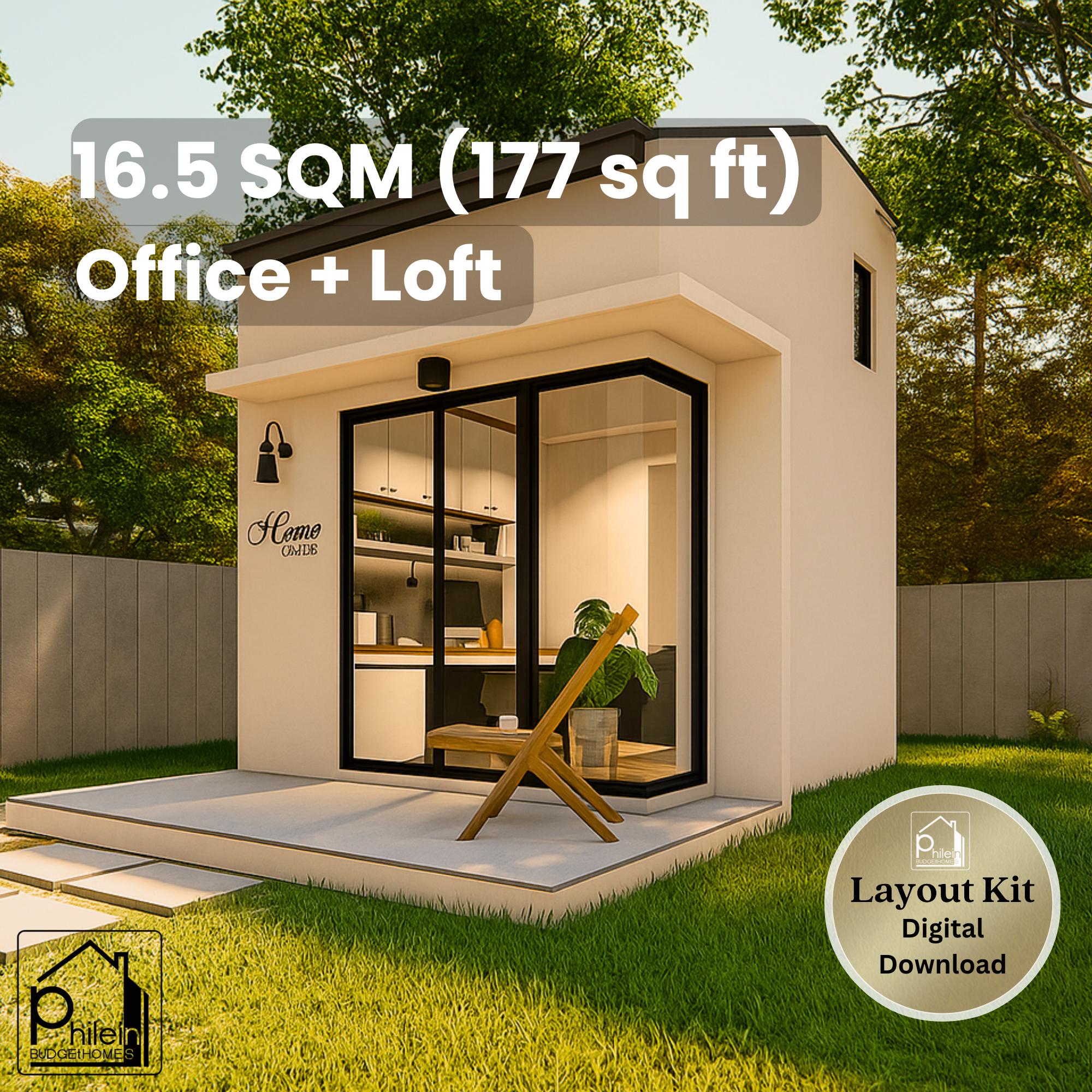 16 Sqm Backyard Office Plan With Loft - Floor Plan & Elevations ...