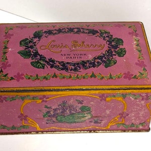 VINTAGE Louis Sherry Purple Tin Box - Etsy