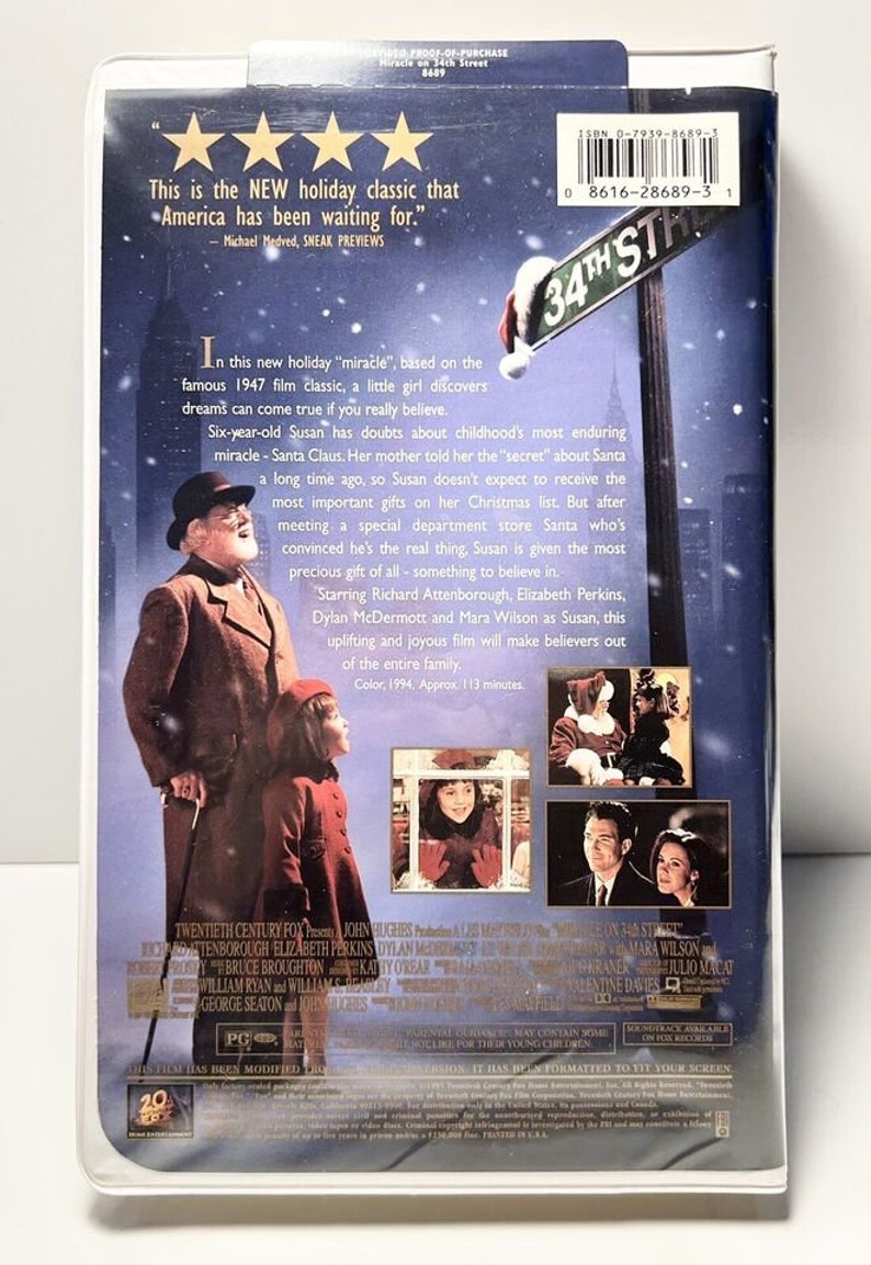 Miracle on 34th Street VHS Tape - Etsy