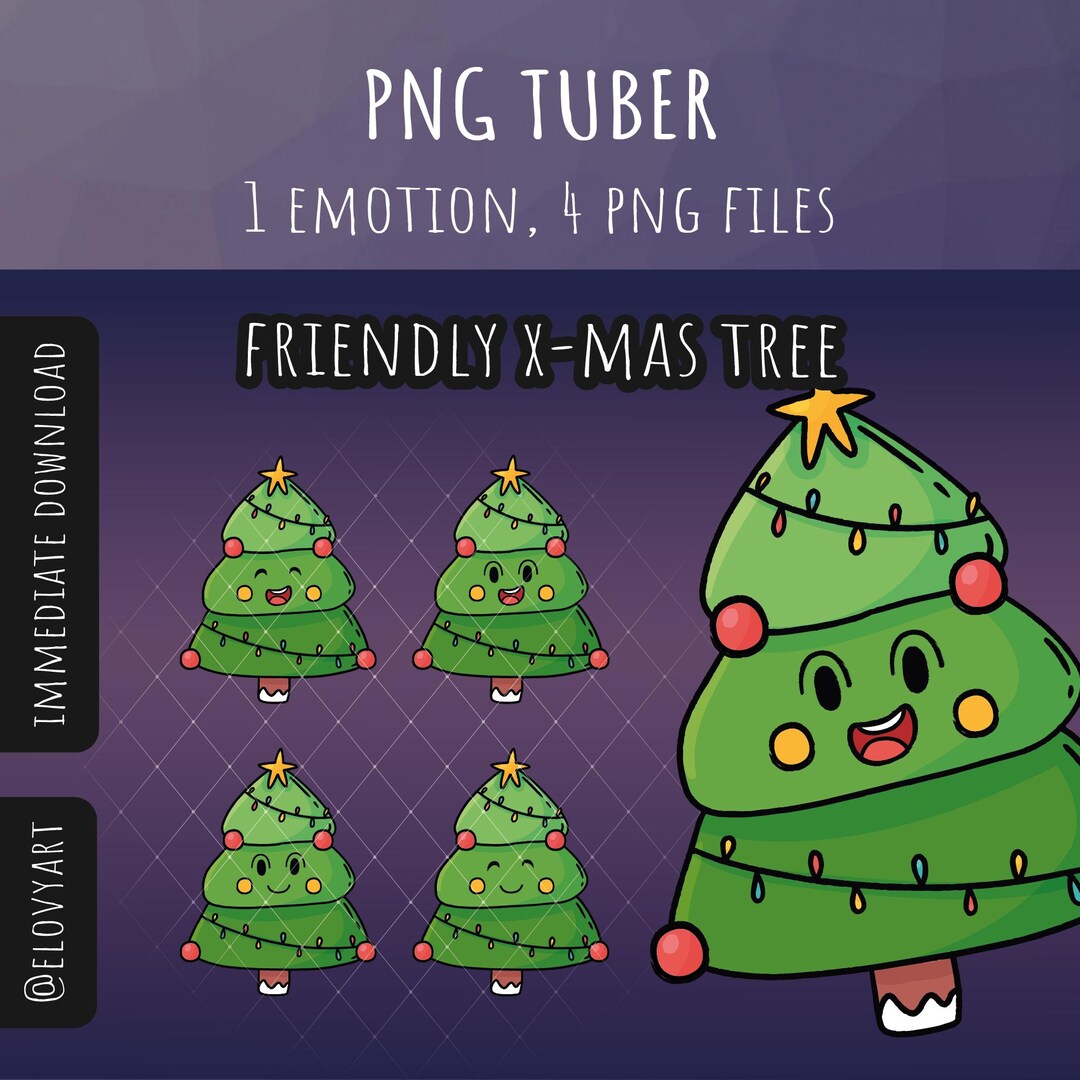 Cute PNG Tuber Christmas Tree, 4 Transparent Pngs, Animated Christmas Tree, Stream Vtuber ...