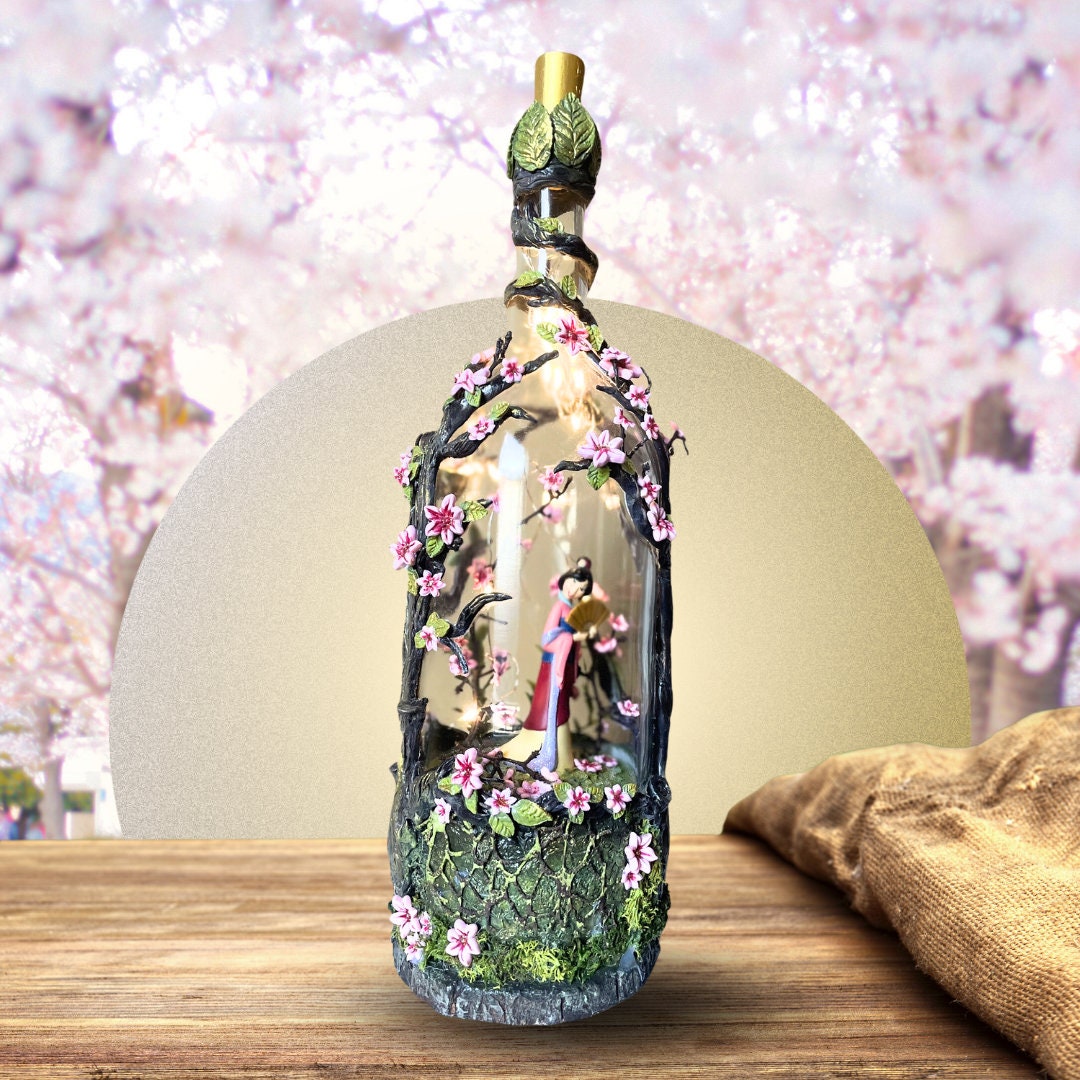 Decorated Wine Bottle disney Princess With Mulan Figurine 1.5 Lt - Etsy