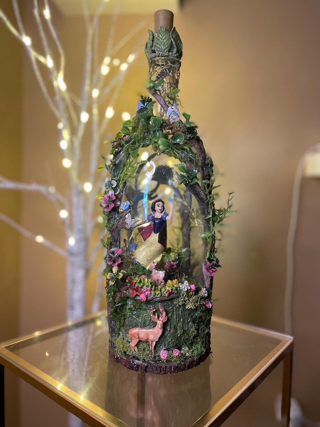 Decorated Wine Bottle snow White Design With Figurine - Etsy