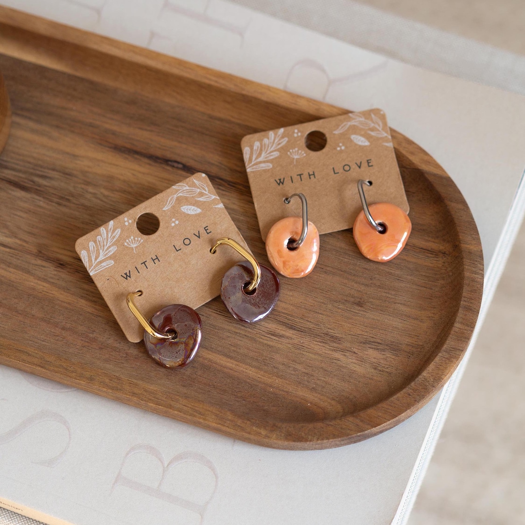 Colorful Drop Earrings Made of Gold-plated Stainless Steel Hoops and ...