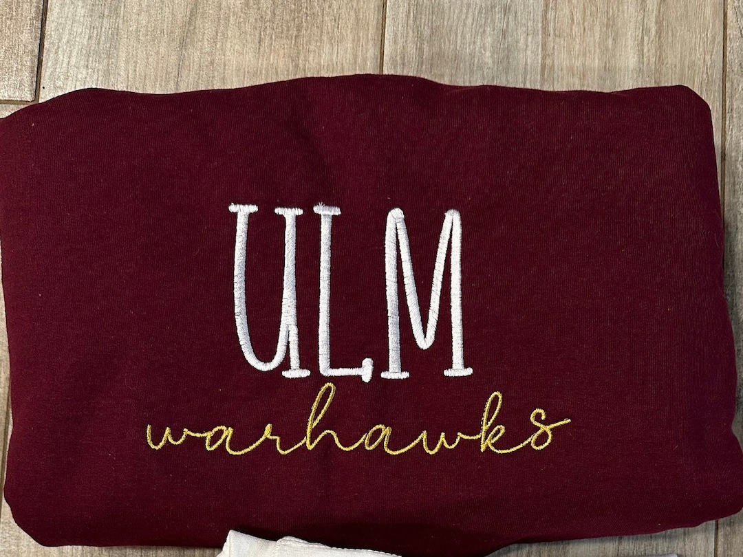 Custom ULM, Louisiana, Warhawk, Maroon, Gift,sweatshirt, Embroidered ...
