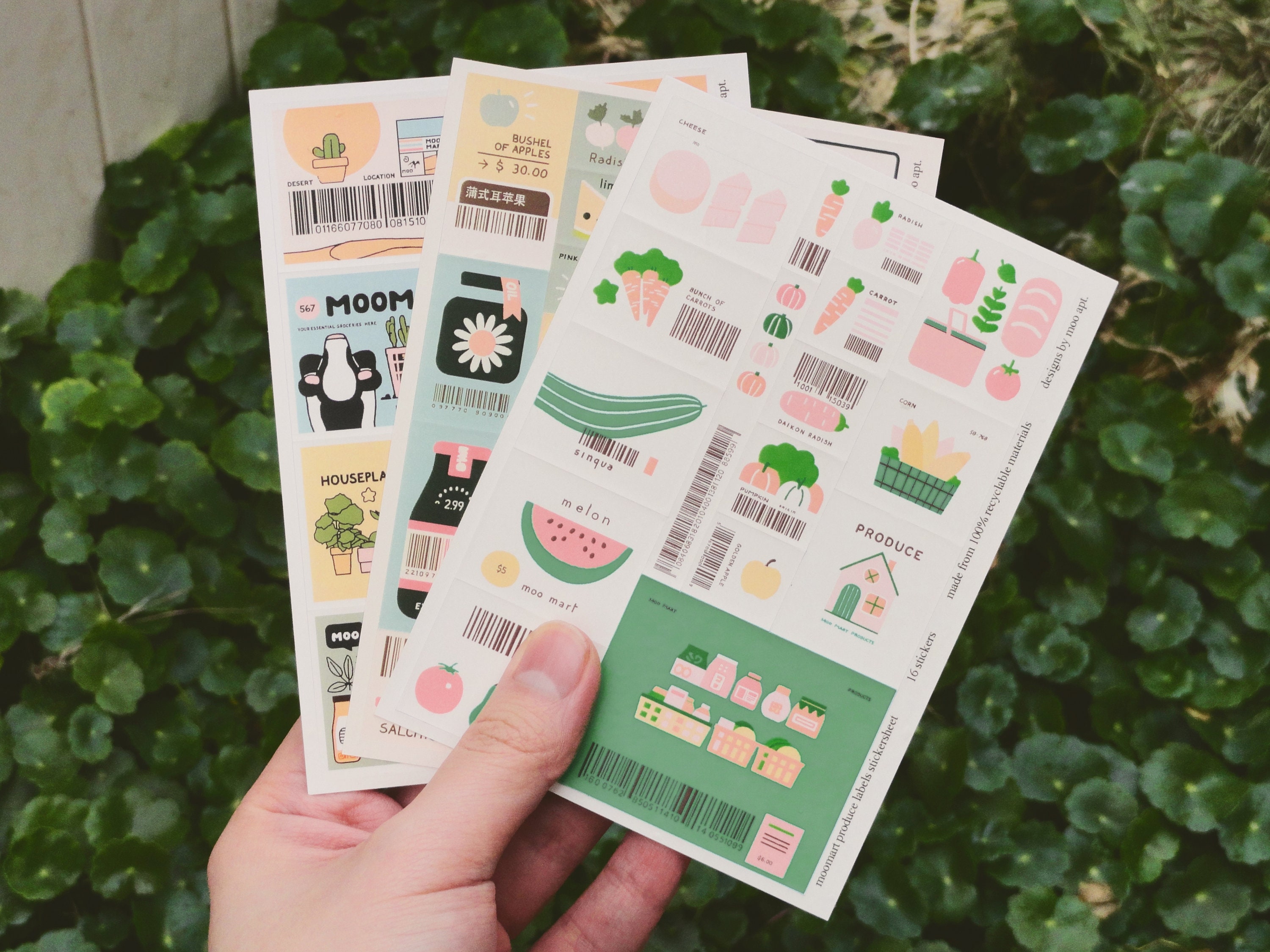 Moo-mart Minimal Labels Sticker Sheet | Stickers for Planning, Diary ...