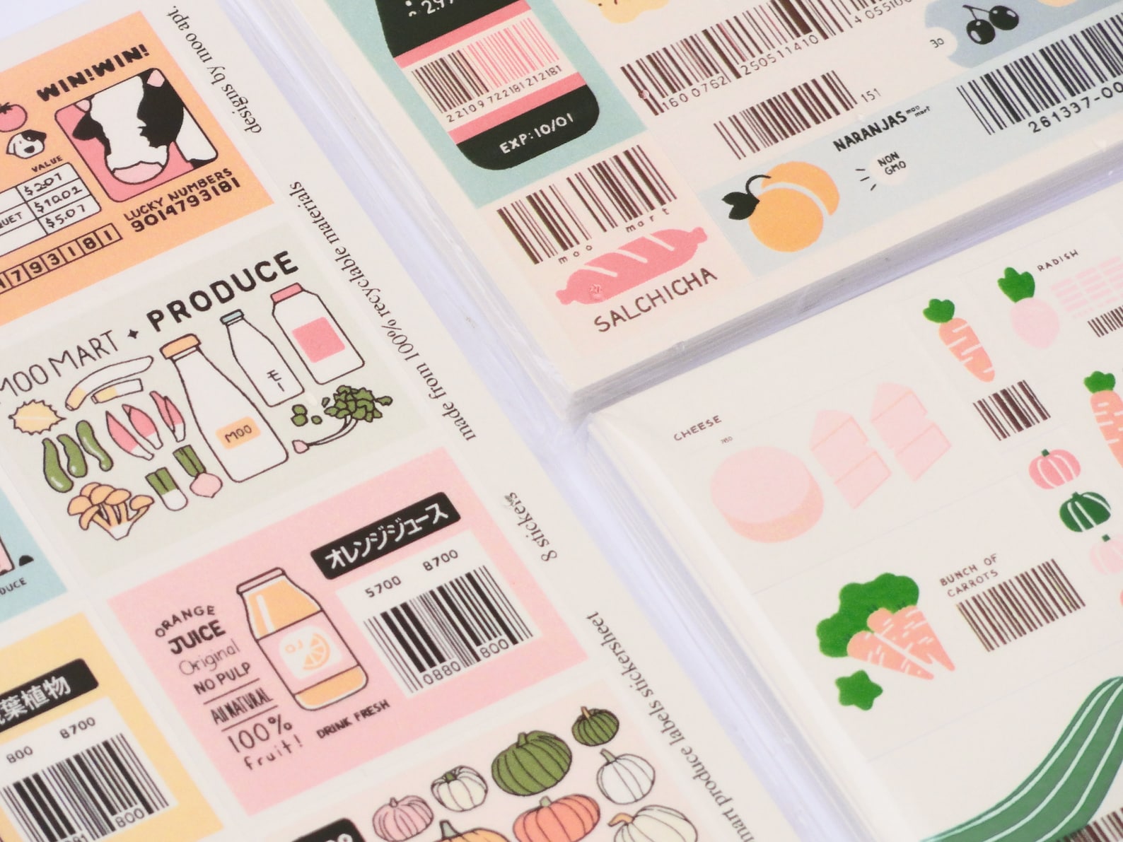 Moo-mart Minimal Labels Sticker Sheet | Stickers for Planning, Diary ...
