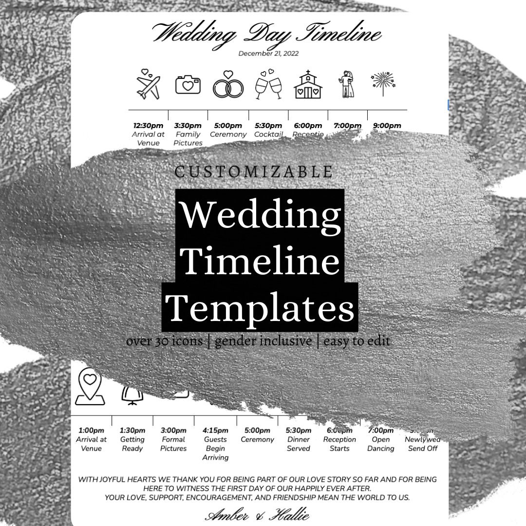 Editable Wedding Timeline Templates | Wedding Planning | Wedding ...