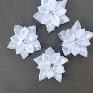 Set of 4 Handmade White Flowers Ribbon - Etsy