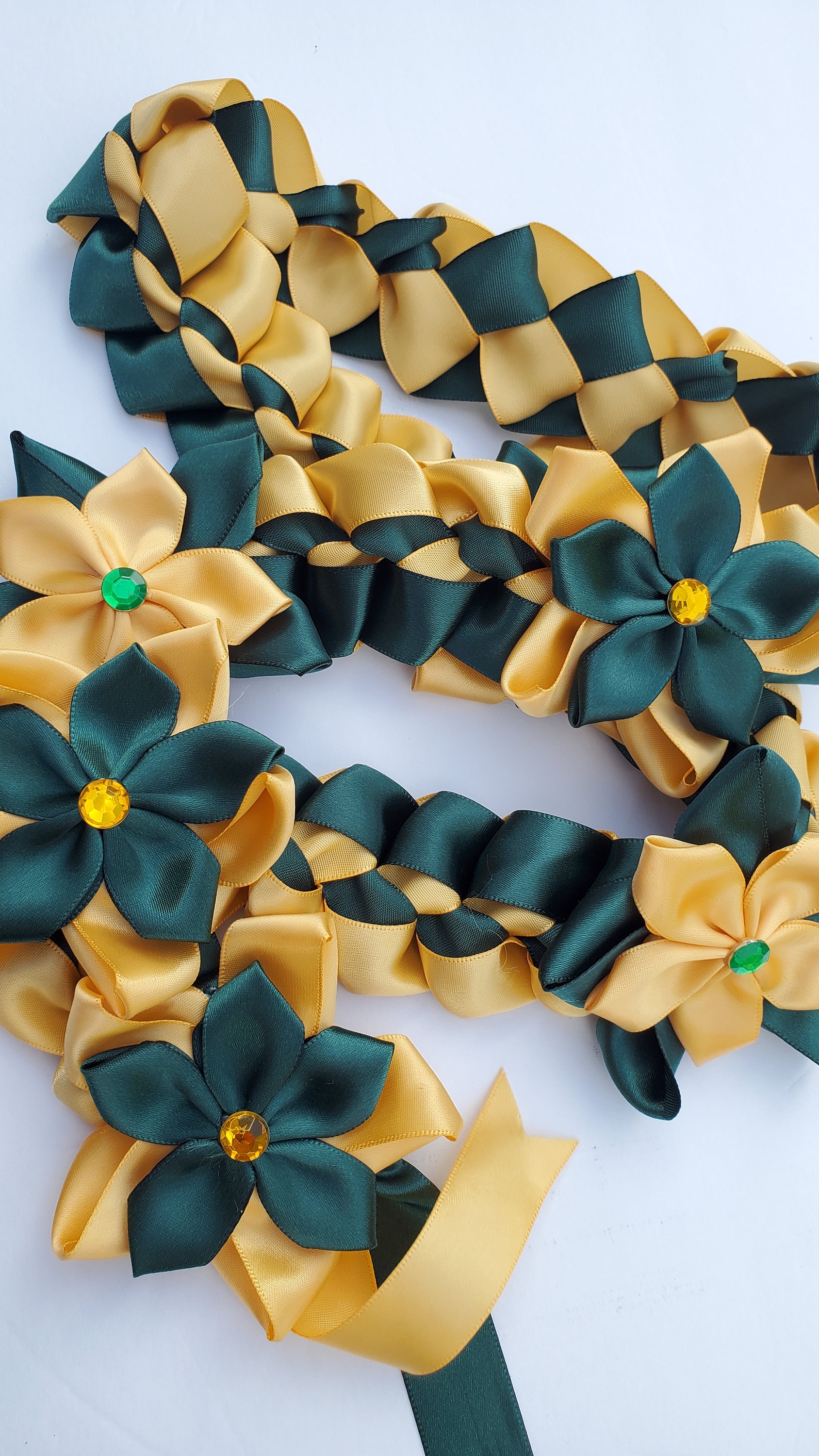 Graduation Lei Dark Green and Gold Ribbons - Etsy