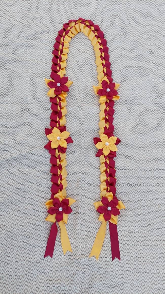 Graduation Lei in Gold and Maroon burgundy Wine - Etsy