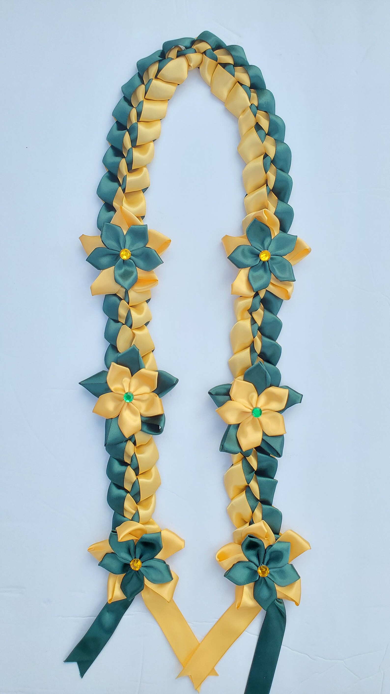 Graduation Lei Dark Green and Gold Ribbons - Etsy