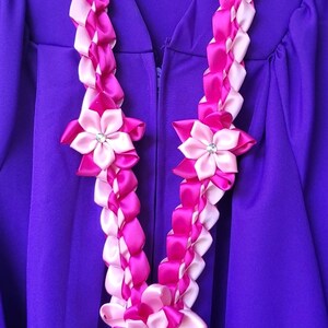 Closed Graduation Lei in Bight Pink and Pink With 3 Flowers. - Etsy