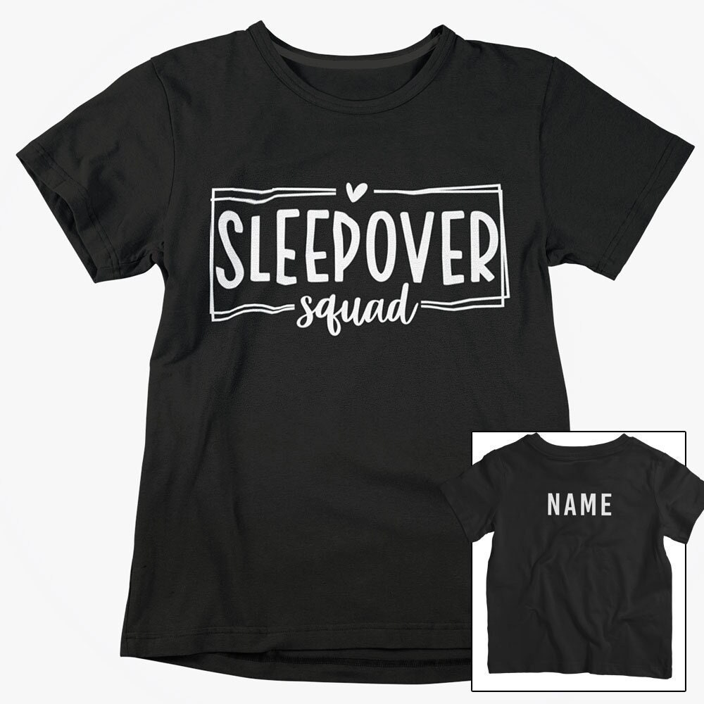 Sleepover Squad Boarder Kids T-shirt & Personalised Back Print - Etsy UK