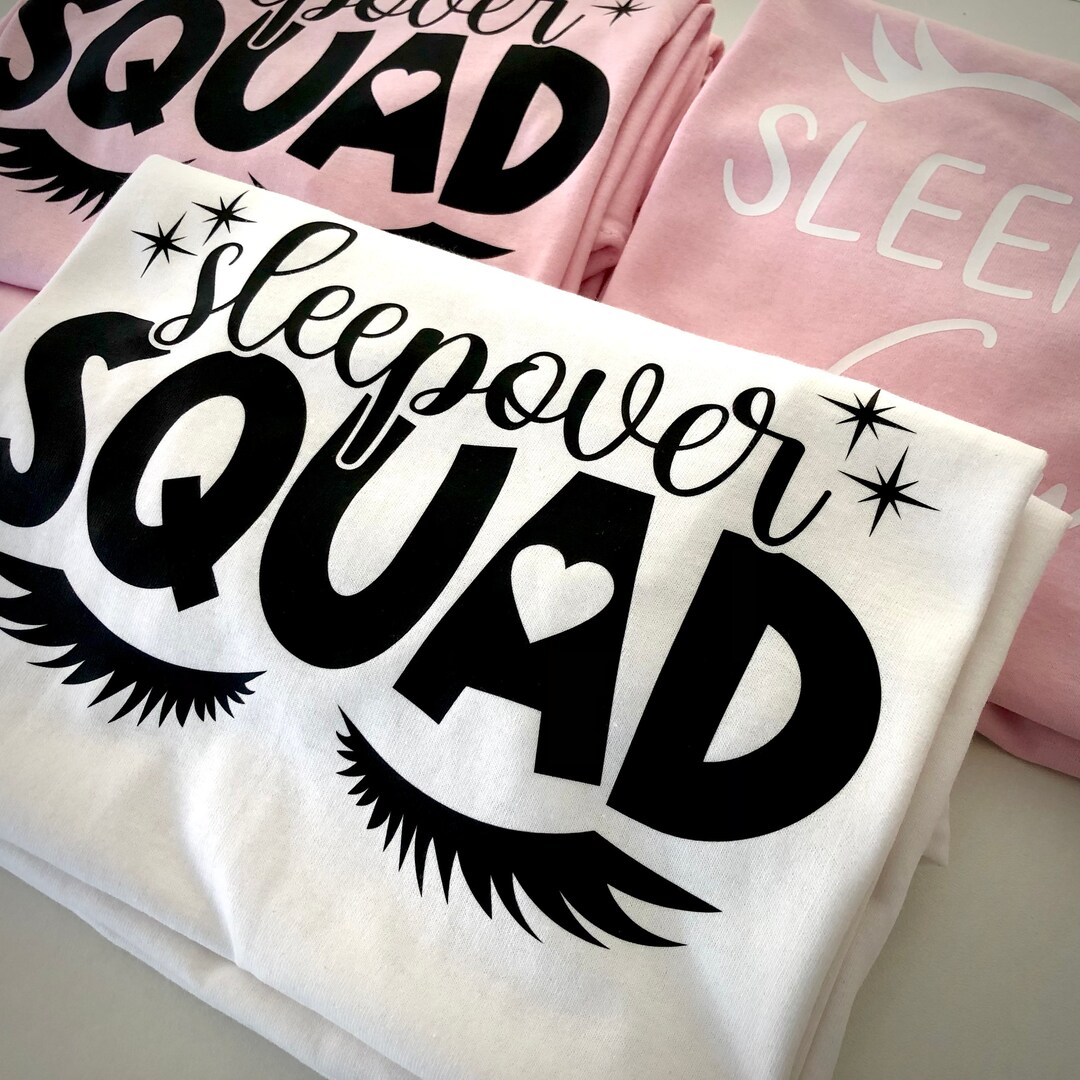 Sleepover Squad Eyelashes Stars Kids Slumber Party T-shirt Personalised ...