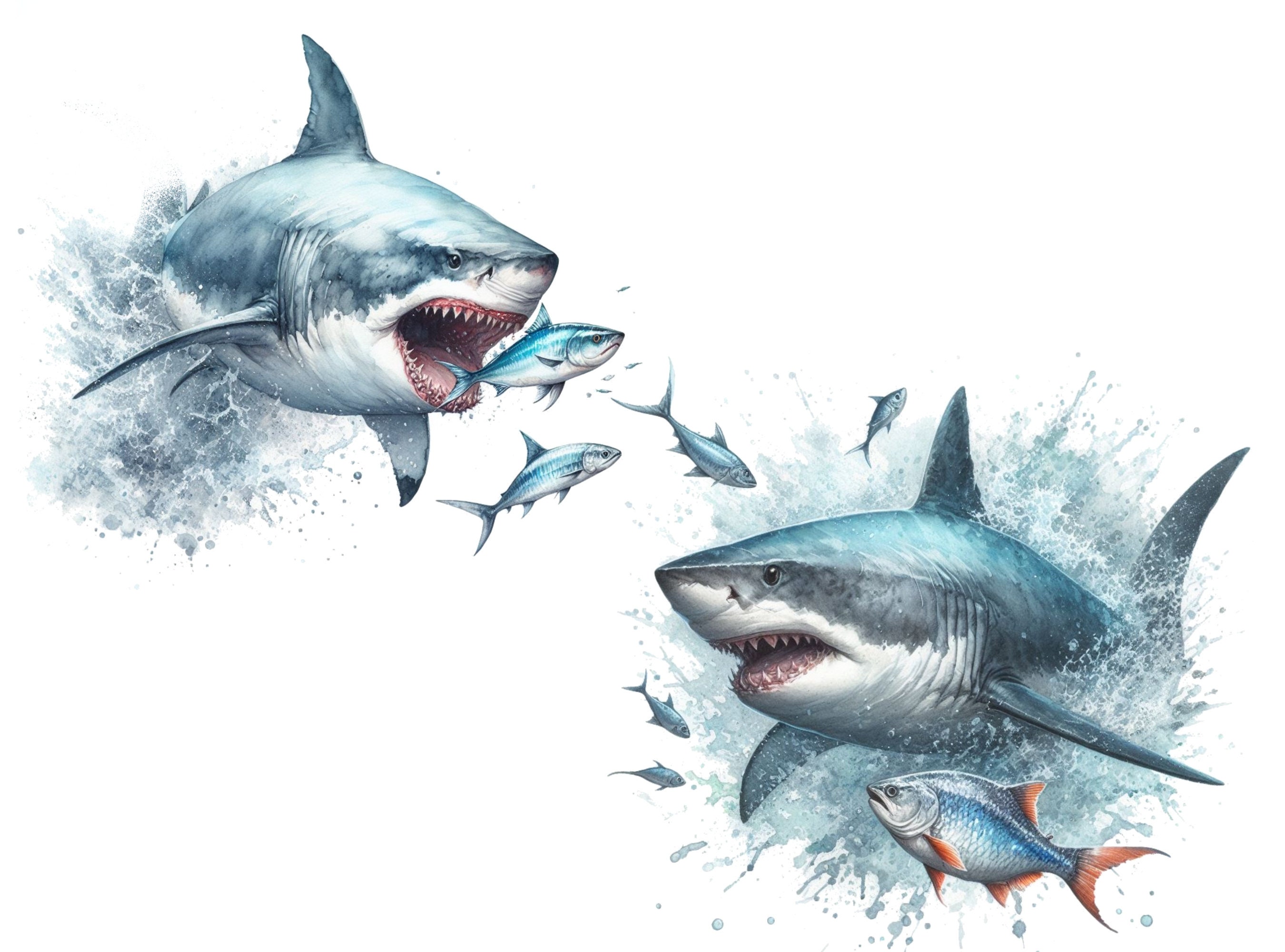 Commercial Use Shark Clipart, Shark Art, Sea Creatures Printable Pngs ...