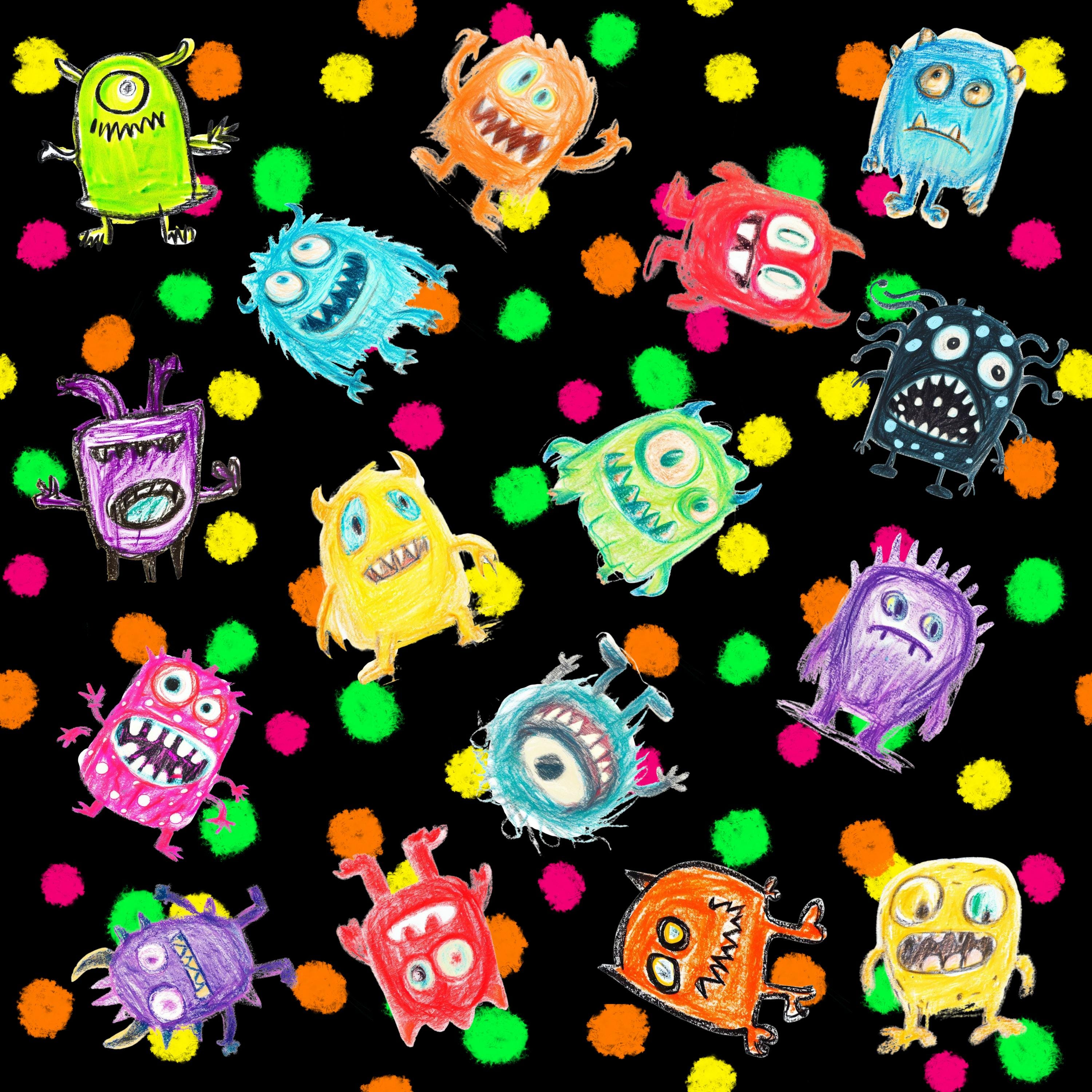 Monster Clipart: Crayon Art PNG Bundle (commercial Use) - Etsy UK