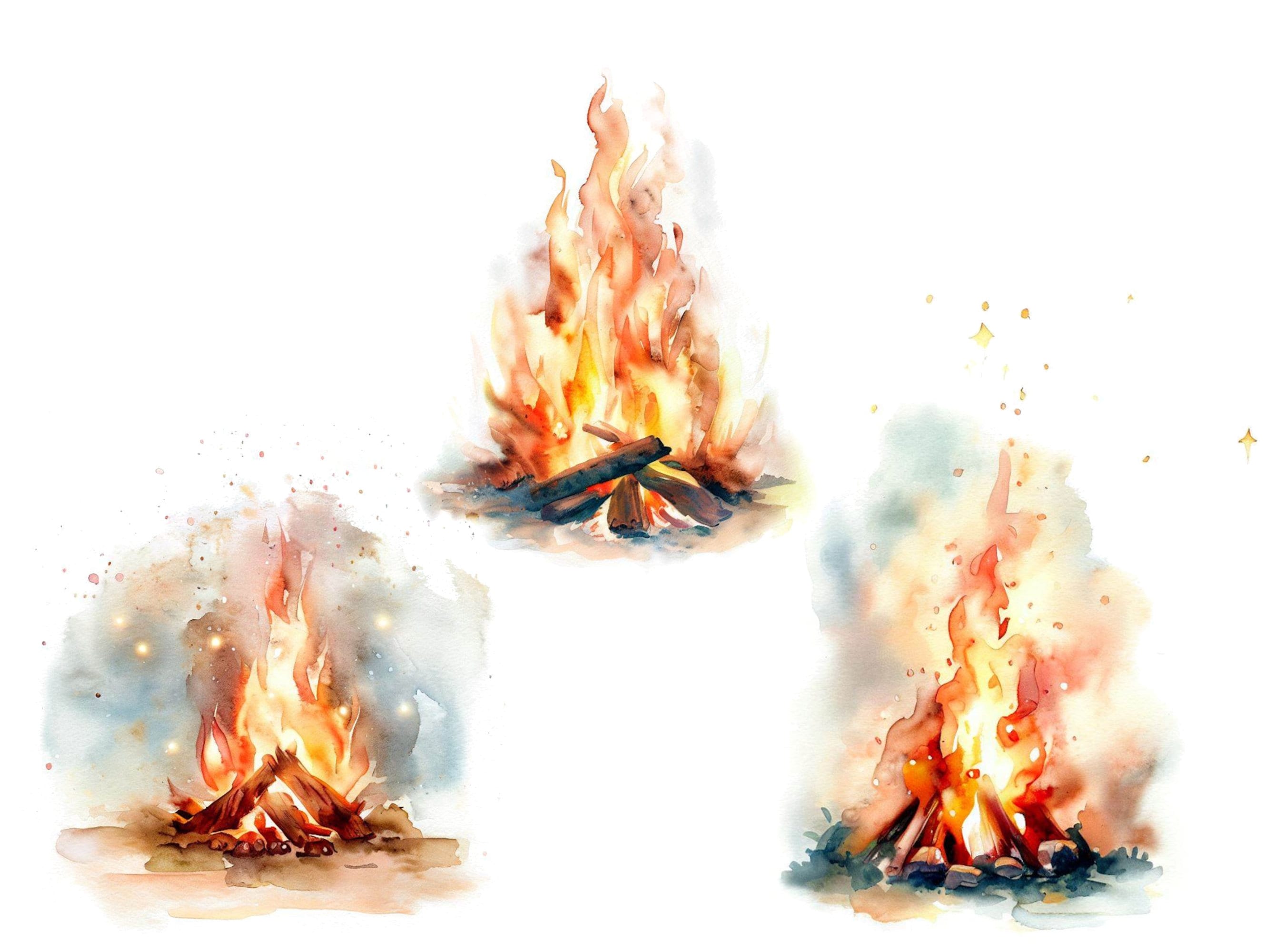 38 Aquarell Feuer & Flammen Clipart Bilder 300 dpi - Etsy.de