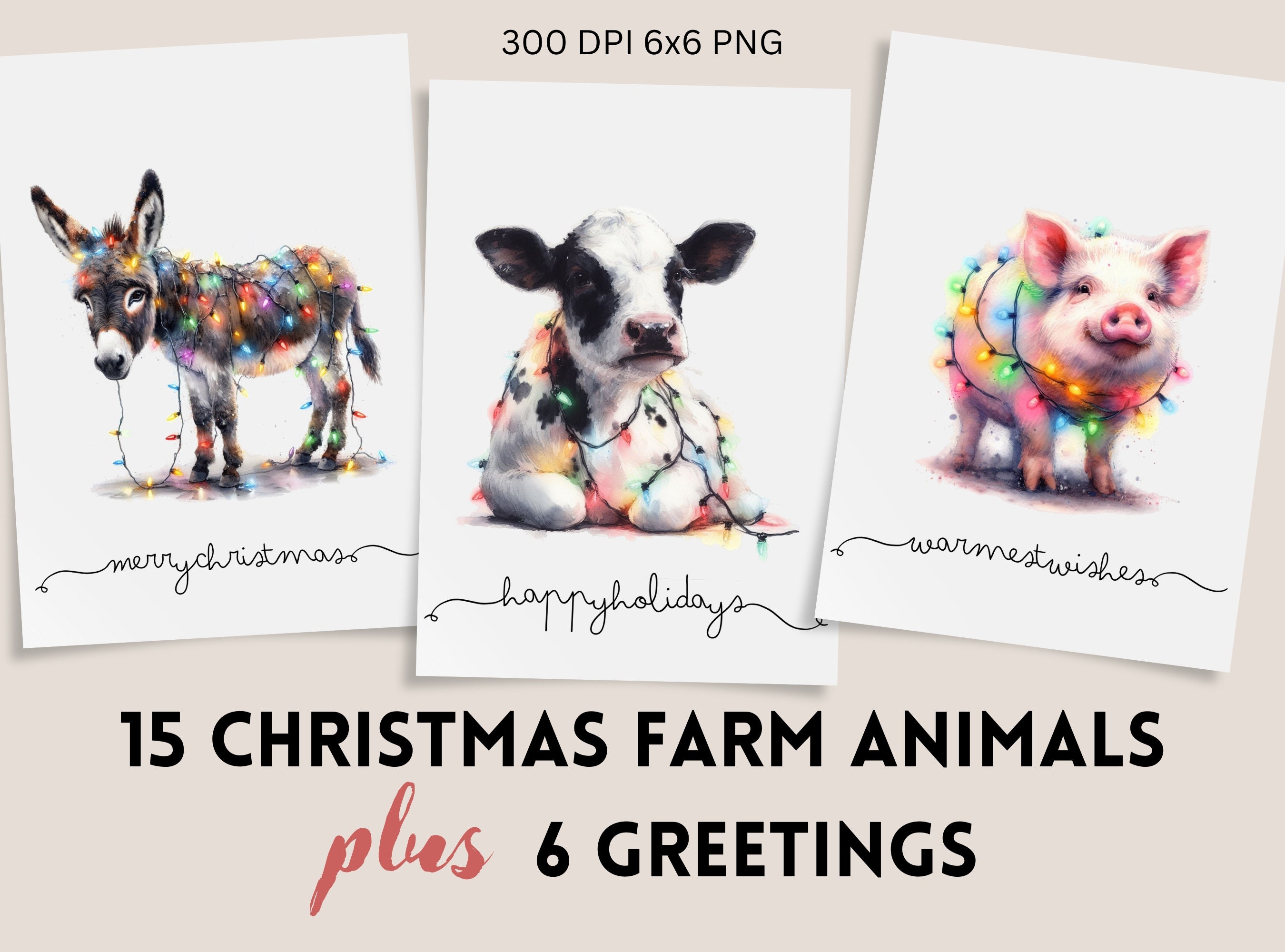Farm Animals Christmas Clipart Farm Christmas Clipart - Etsy UK