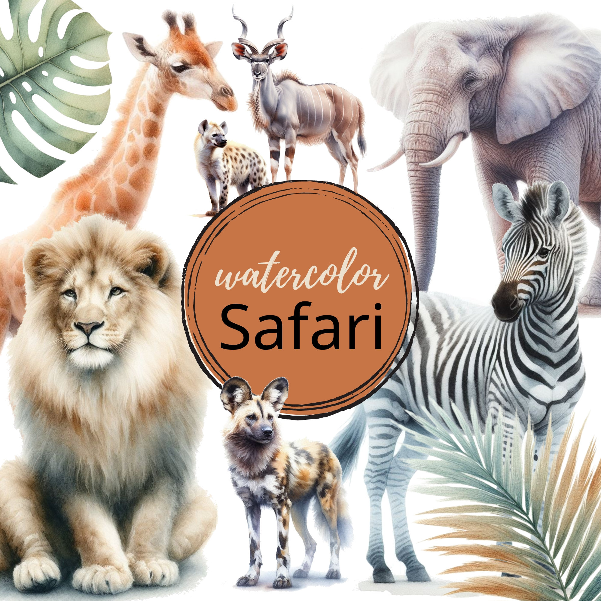 Safari Animals Clipart, Safari Animals Png, African Animals - Etsy