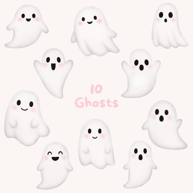 Cute Halloween Clipart Bundle | 20 Watercolor Ghost and Pumpkin Pngs ...