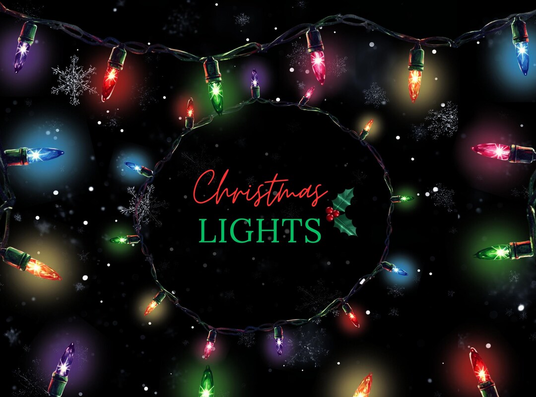 Christmas Clipart | Glowing Christmas Lights PNG Bundle | Commercial ...