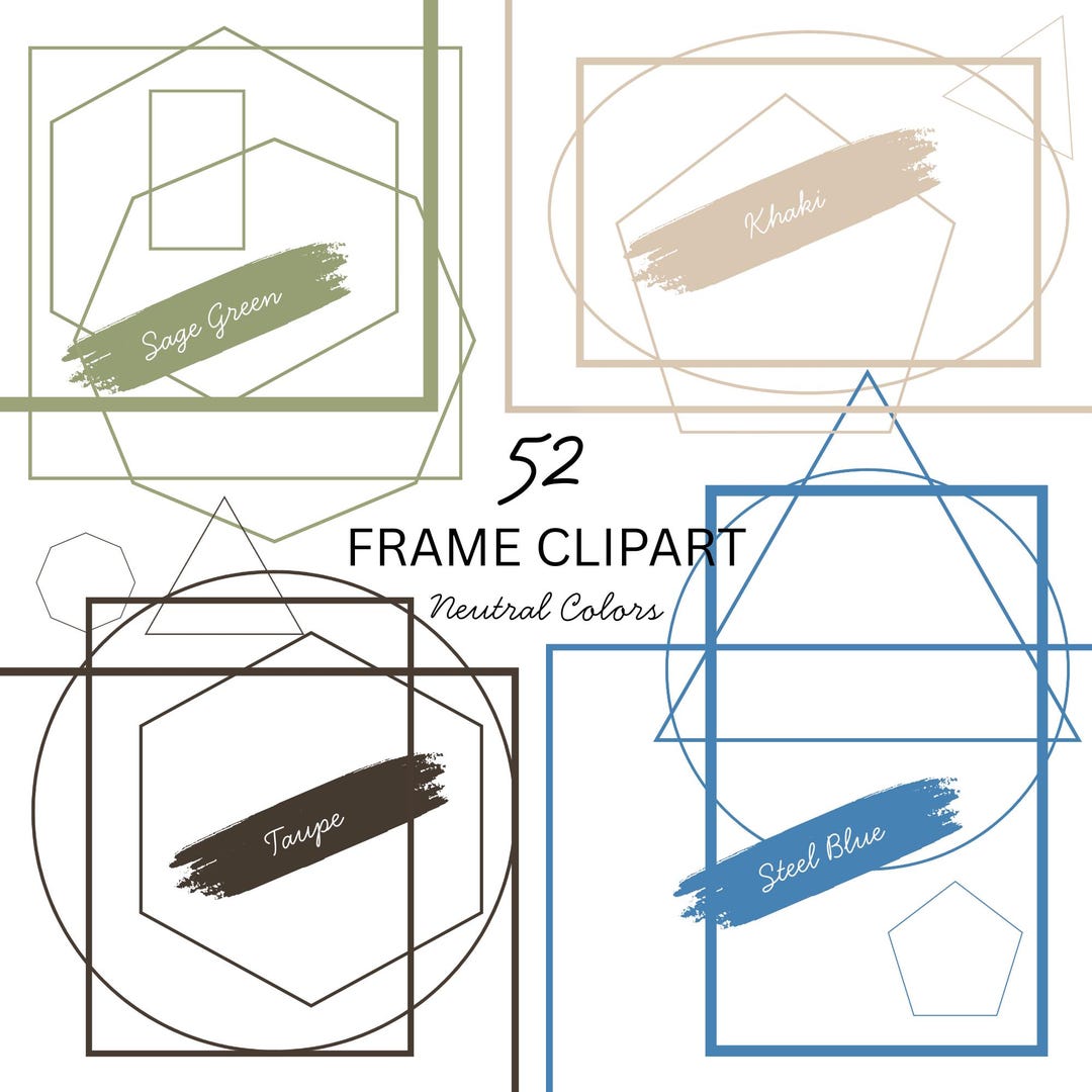 Neutral Color Frames Clipart Bundle – Commercial Use, 300 DPI ...