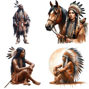 Watercolor Native American Clipart Bundle: Commercial Use PNG - Etsy