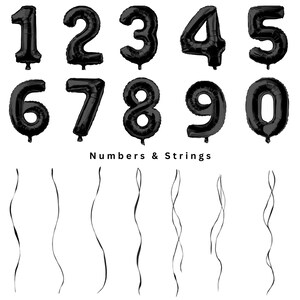 Black Balloon Letters and Numbers Clipart: PNG Alphabet Set (digital ...