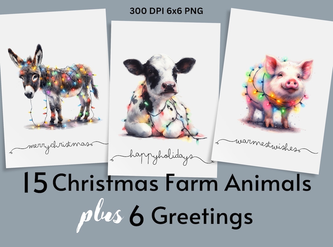 Printable Farm Animals Christmas Cards - Etsy UK