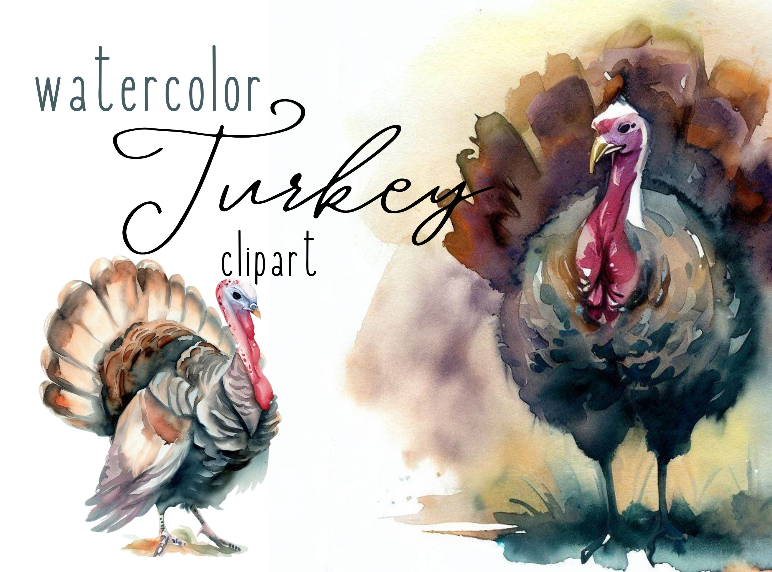 Realistic Watercolor Turkey