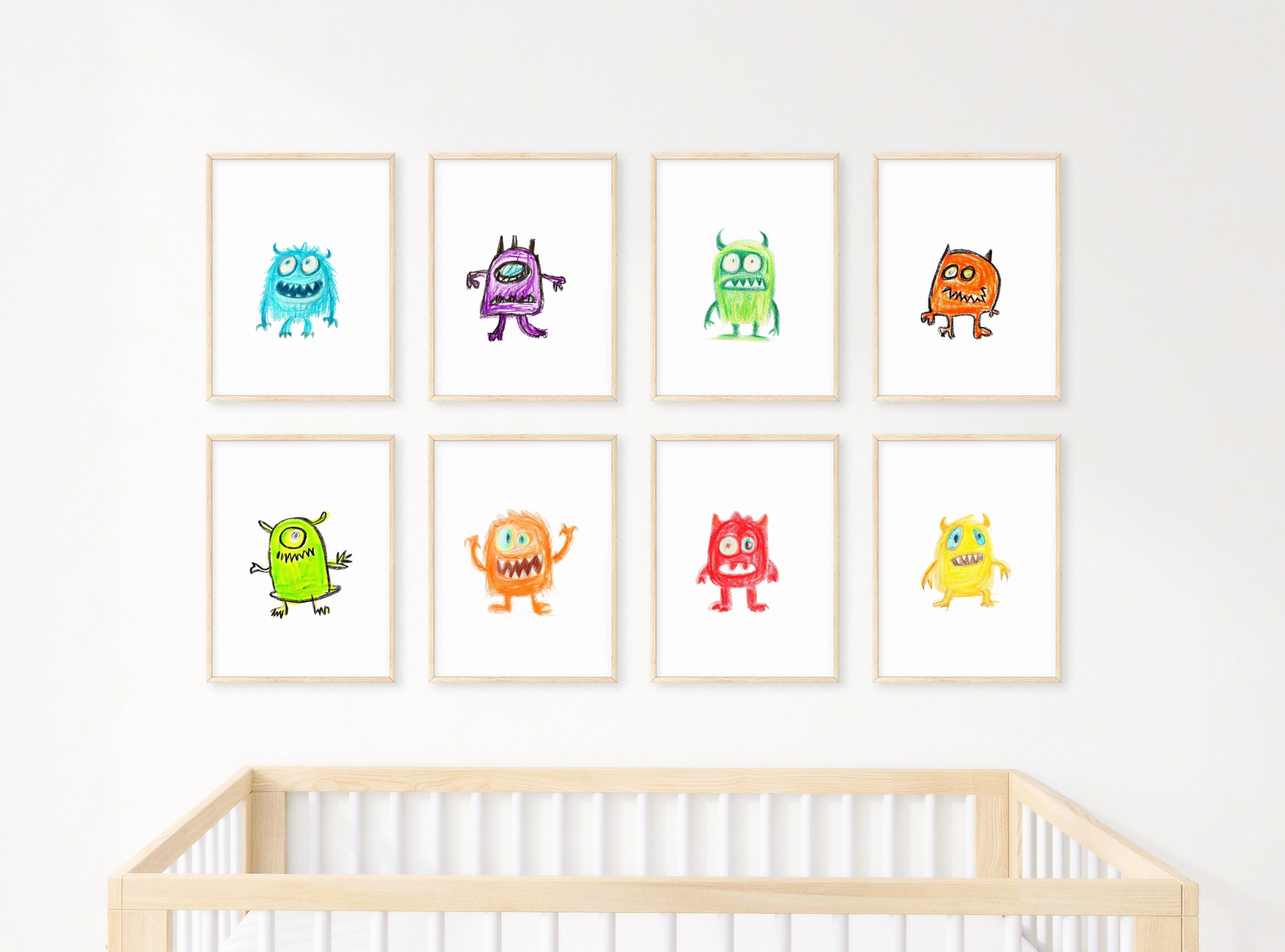 Monster Clipart: Crayon Art PNG Bundle (commercial Use) - Etsy UK