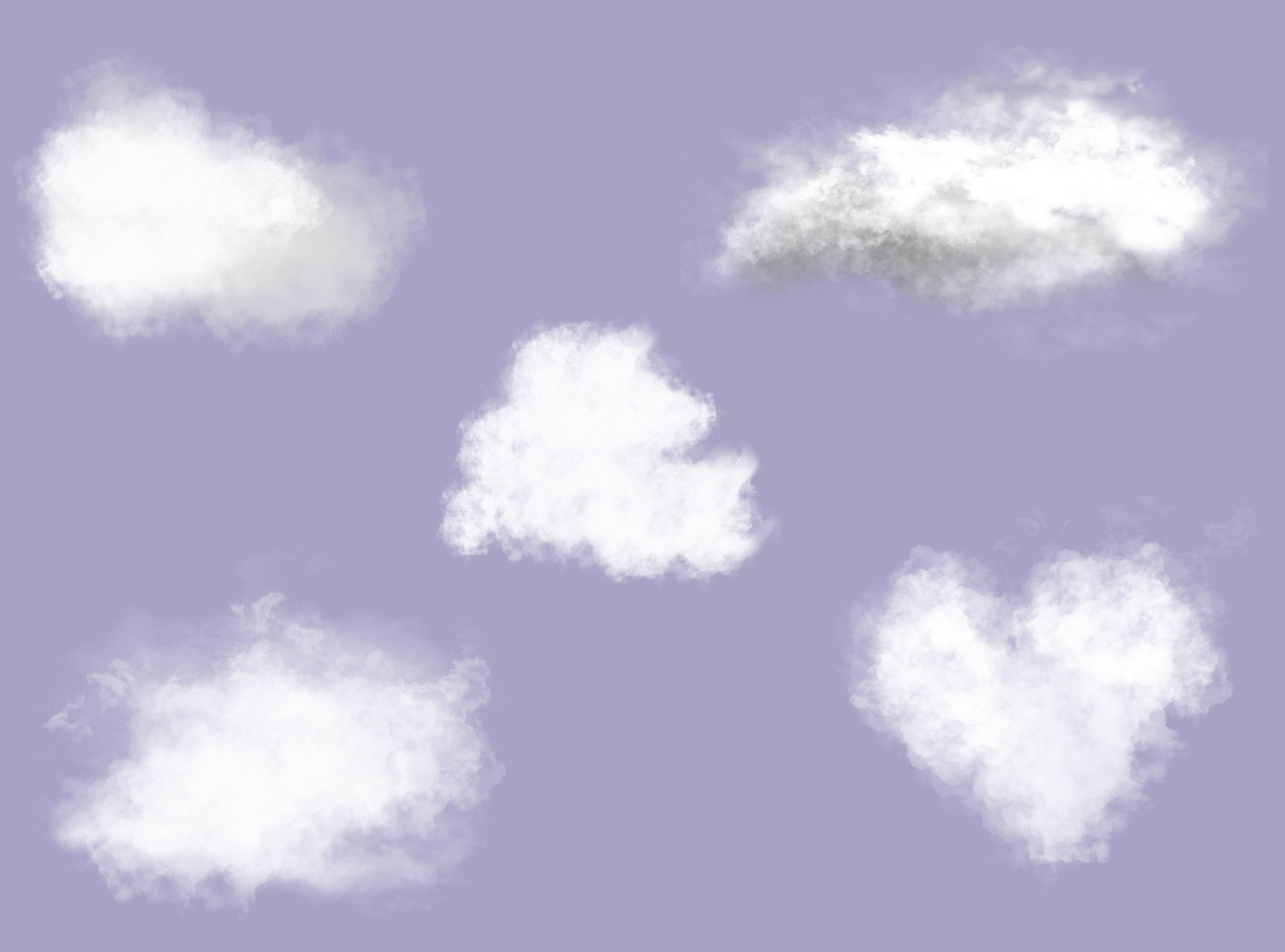 Cloud Clipart | Fluffy Cloud Overlay PNG Bundle | Painted Clouds ...