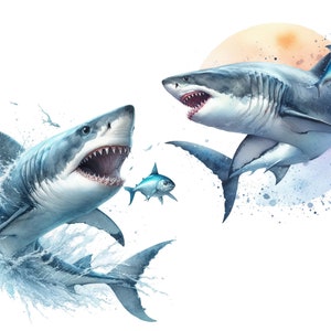 Commercial Use Shark Clipart, Shark Art, Sea Creatures Printable Pngs ...