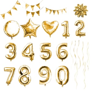 Gold Balloon Clipart Bundle: PNG Foil Number Balloons and Mylar Clipart ...