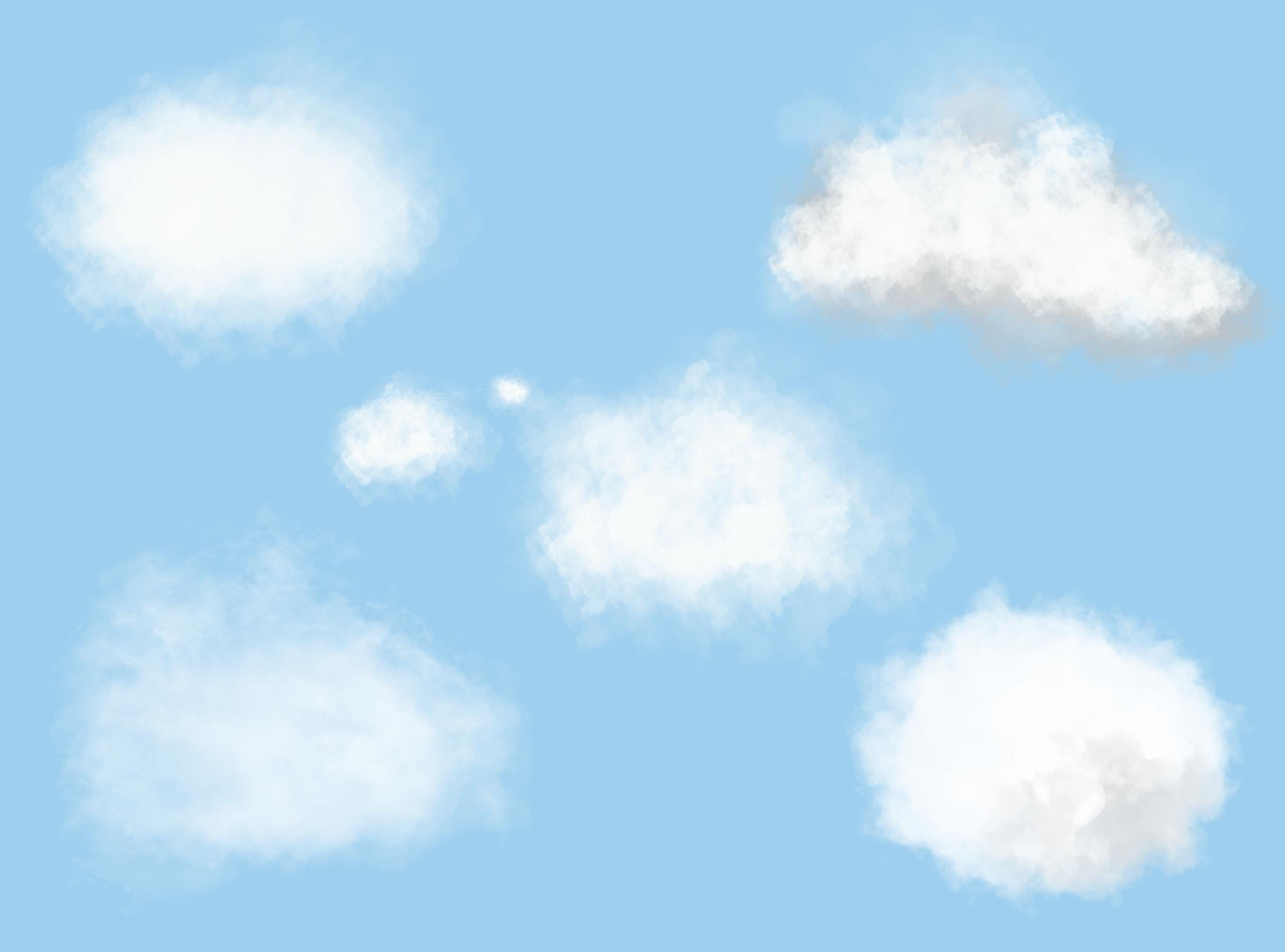 Cloud Clipart | Fluffy Cloud Overlay PNG Bundle | Painted Clouds ...