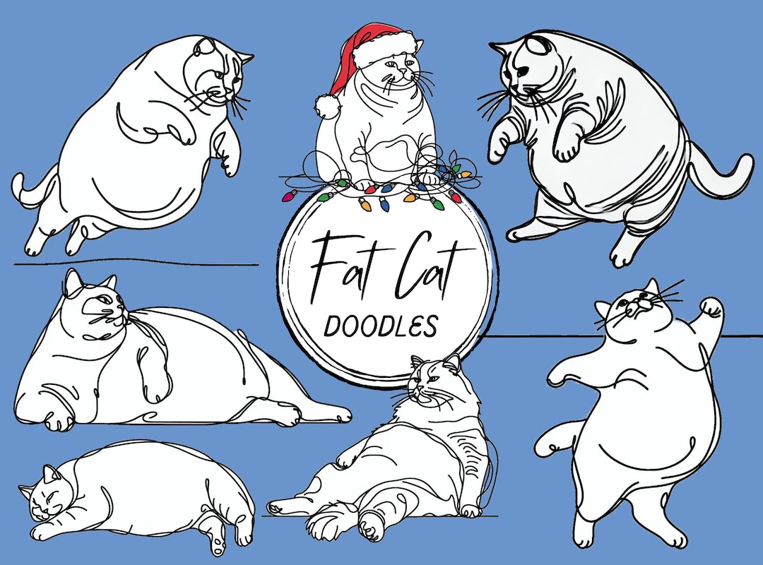 16 Fat Cat Doodles PNG Images for Commercial and Personal Use, Fat Cat ...