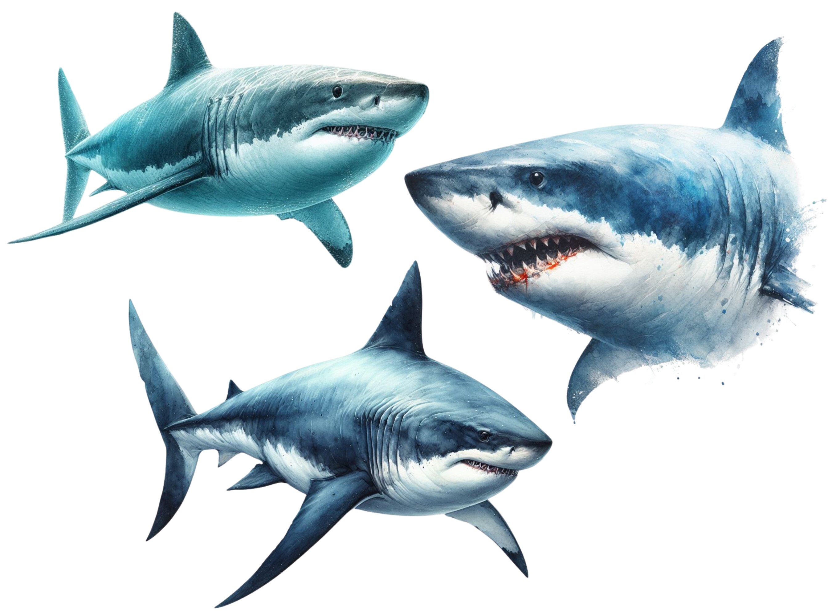 Commercial Use Shark Clipart, Shark Art, Sea Creatures Printable Pngs ...