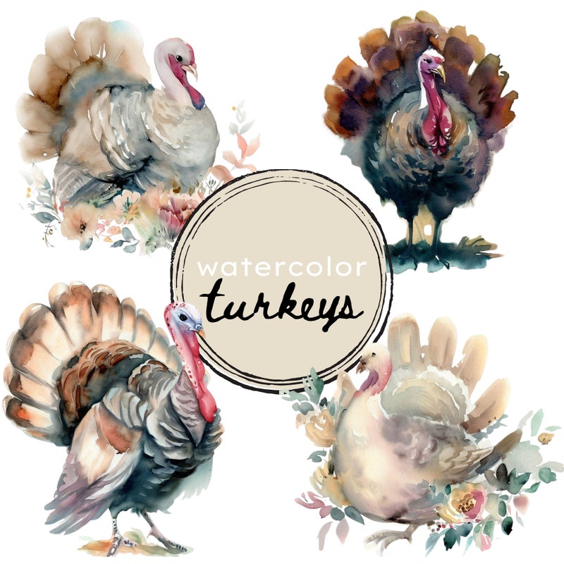 Watercolor Turkey - Etsy