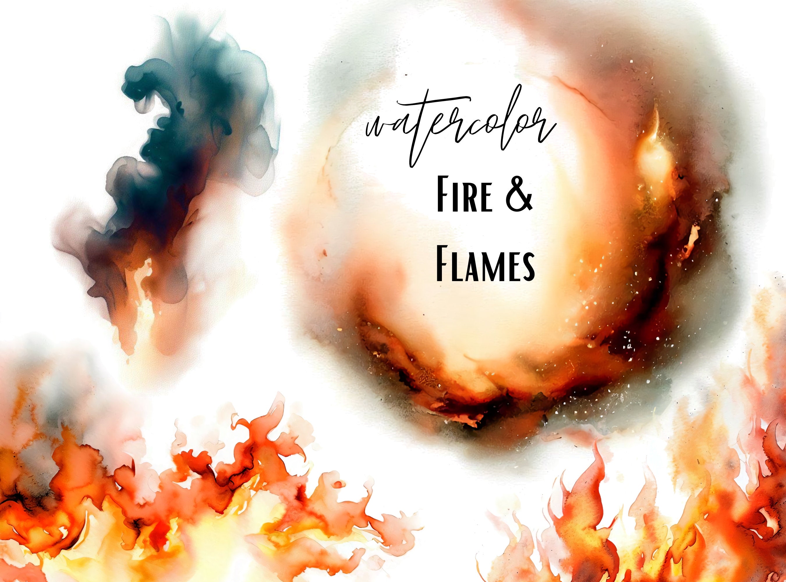 38 Aquarell Feuer & Flammen Clipart Bilder 300 dpi - Etsy.de