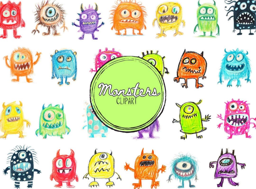 Monsters Clipart, Crayon Clipart, Cute Monsters Clipart, Monsters PNG ...