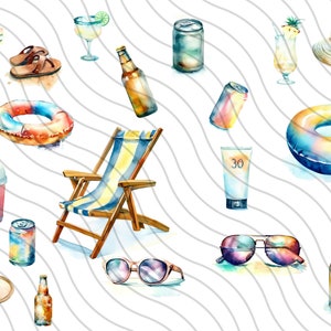 Commercial Use Beach Day Clipart, Watercolor Beach Day Art, Printable ...