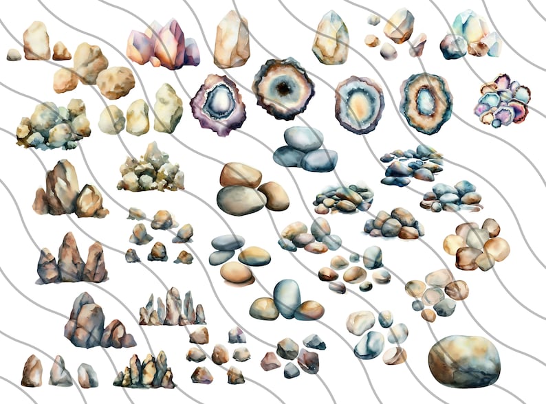 Commercial Use Rock Clipart, Rock PNG, Watercolor Rocks - Etsy UK