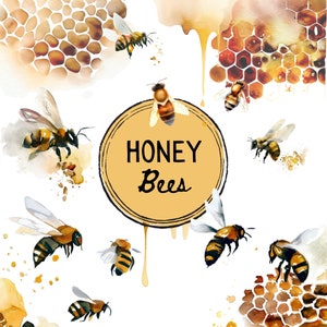 Watercolor Bee Clipart Bundle | Honey Bee PNG | Commercial Use for ...