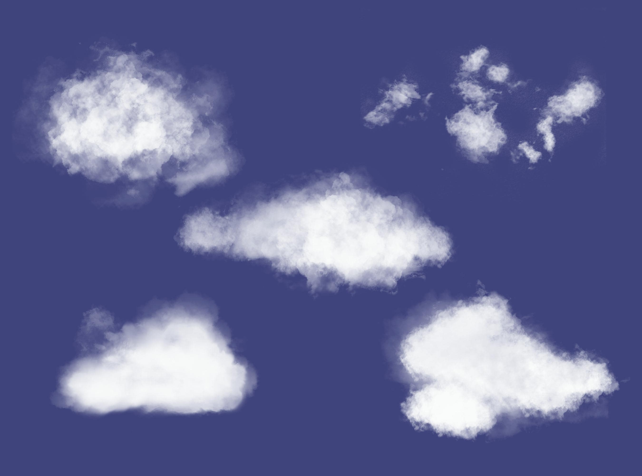Cloud Clipart | Fluffy Cloud Overlay PNG Bundle | Painted Clouds ...