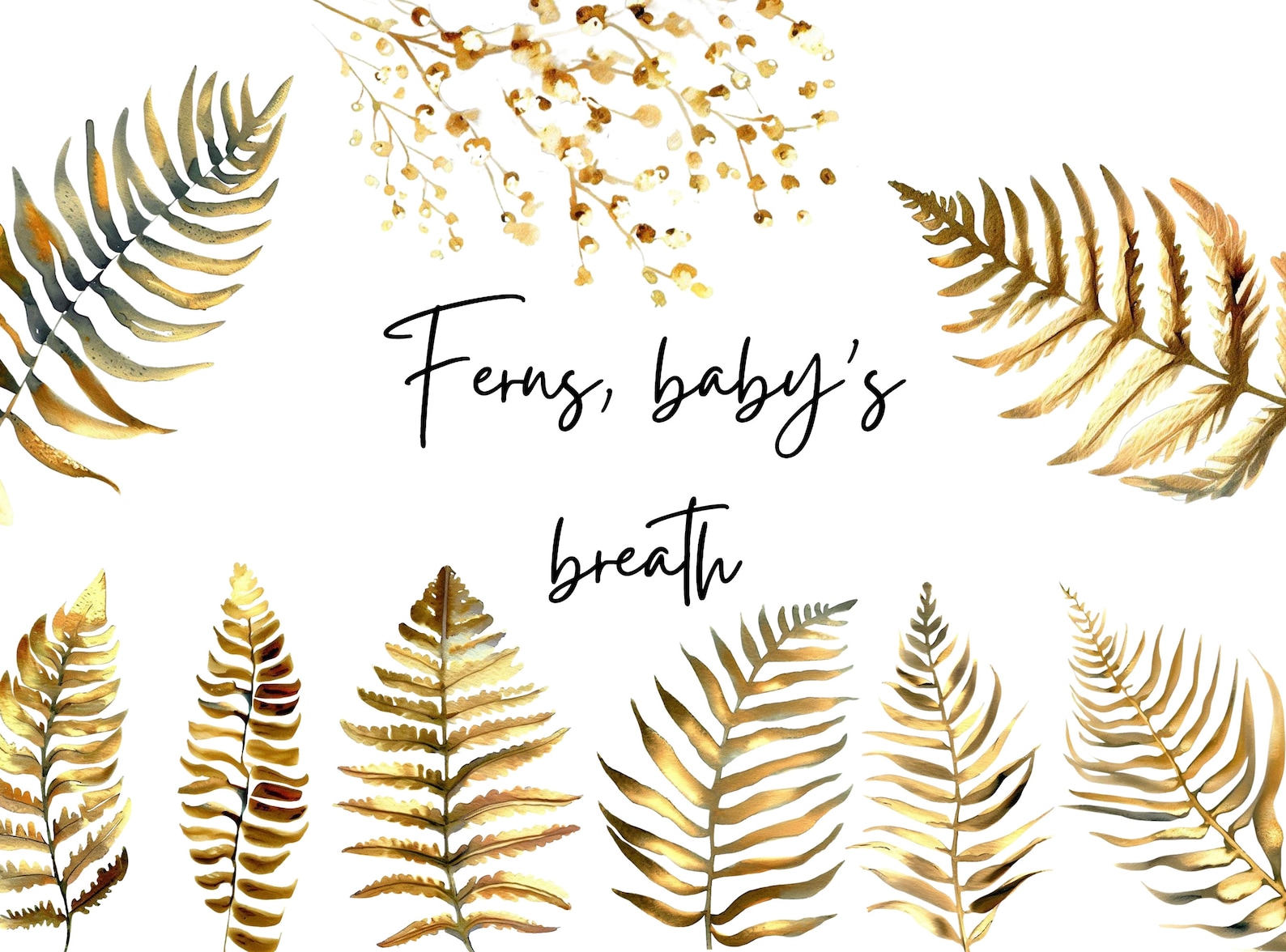 Commercial Use Watercolor Gold Leaves PNG Set - Etsy