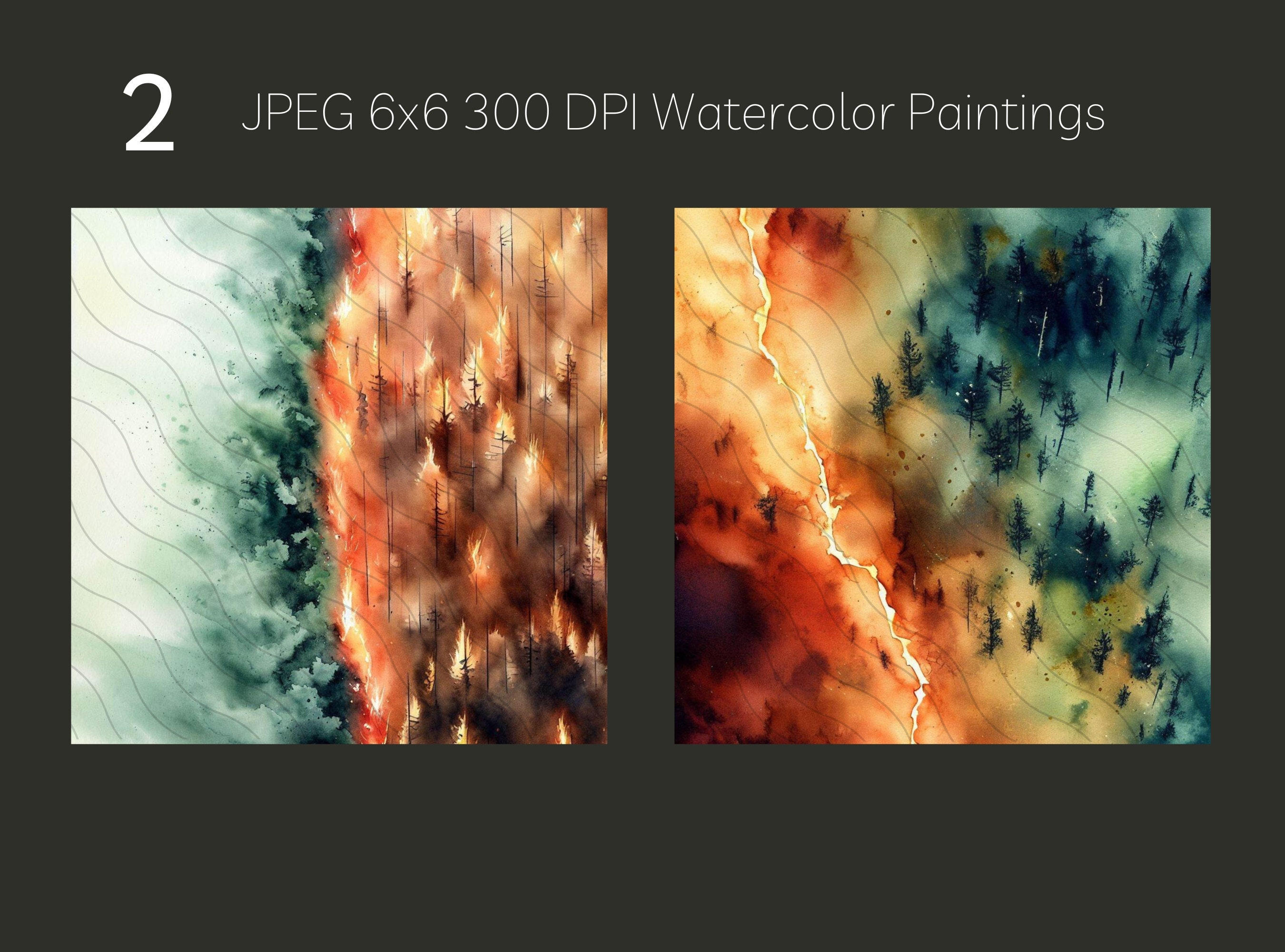 Commercial Use Wildfire Clipart, Watercolor Wildfire Art, Printable ...