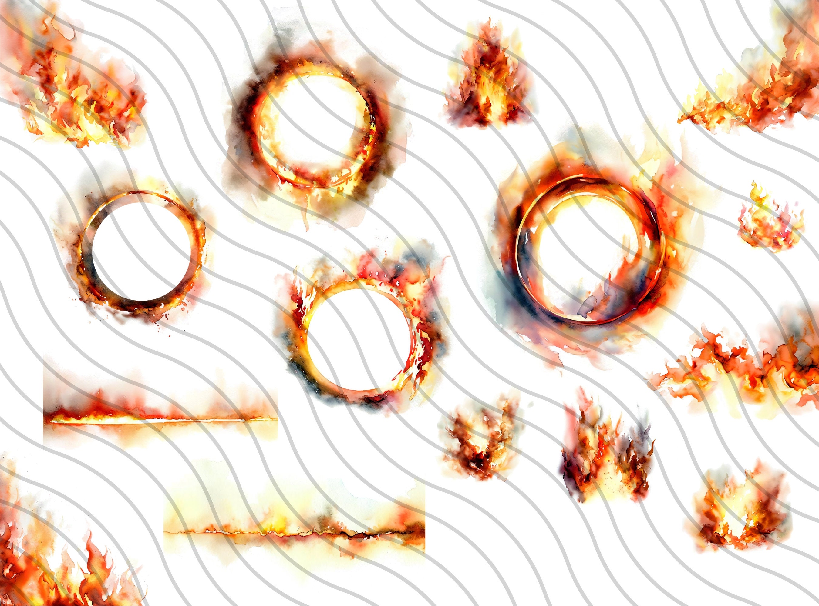 38 Watercolor Fire & Flames PNG Images 300 Dpi - Etsy