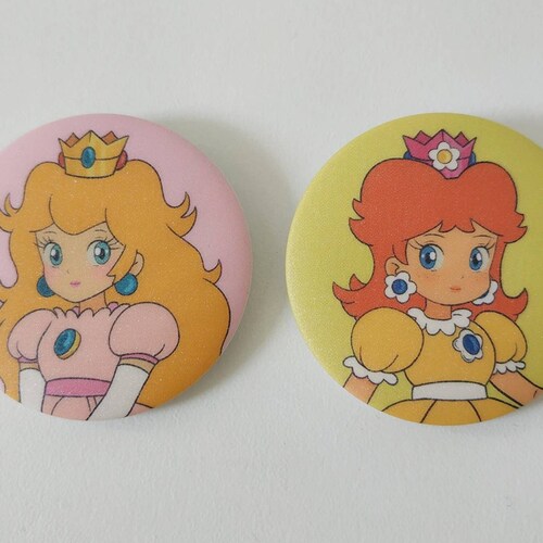 Button Princess Peach and Princess Daisy - Etsy